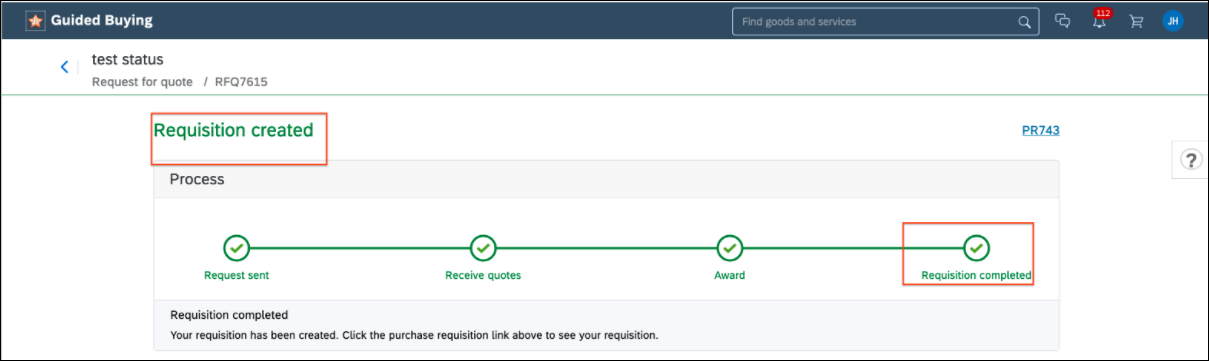 Multiple-line RFQs display mismatched statuses
